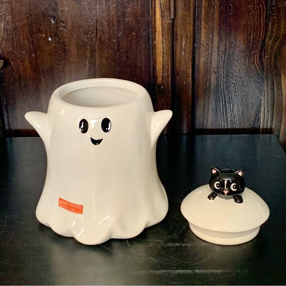 Holiday | Ghost With Black Cat Hand Painted Halloween Canister | Poshmark